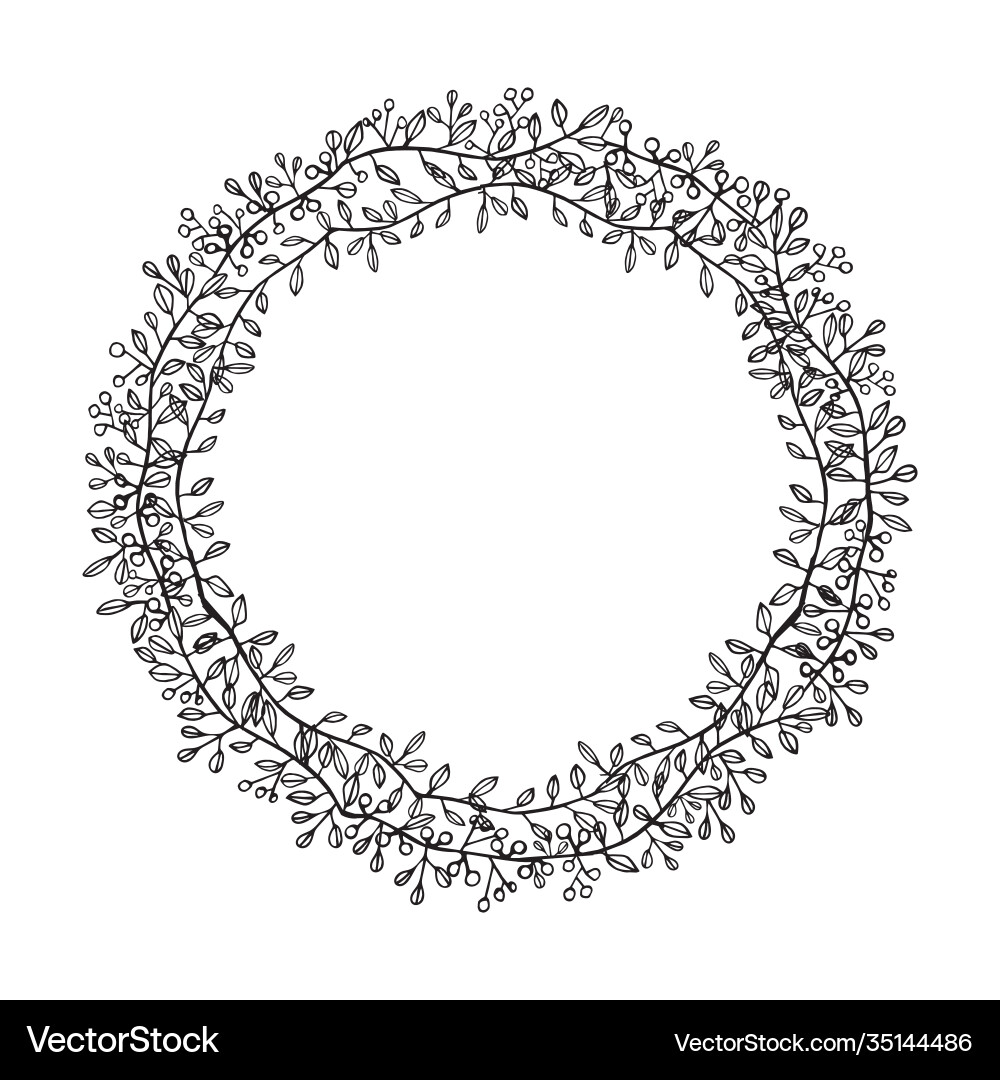 Hand drawn wreath floral design Royalty Free Vector Image