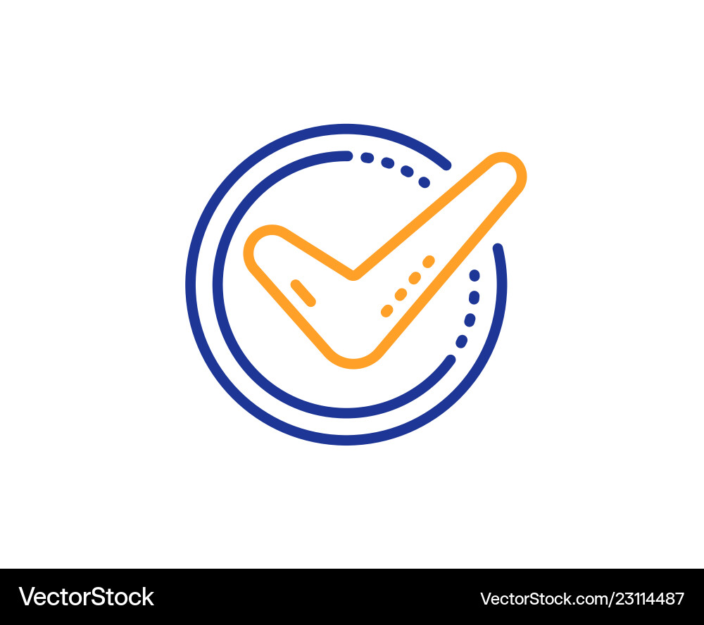 Check mark line icon accepted or approve sign Vector Image