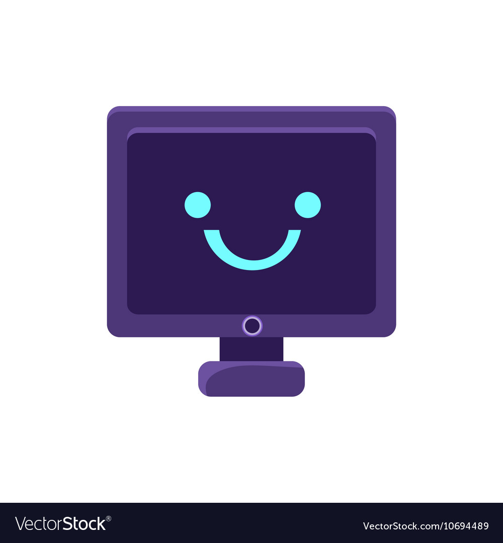 Computer Screen Primitive Icon With Smiley Face Vector Image