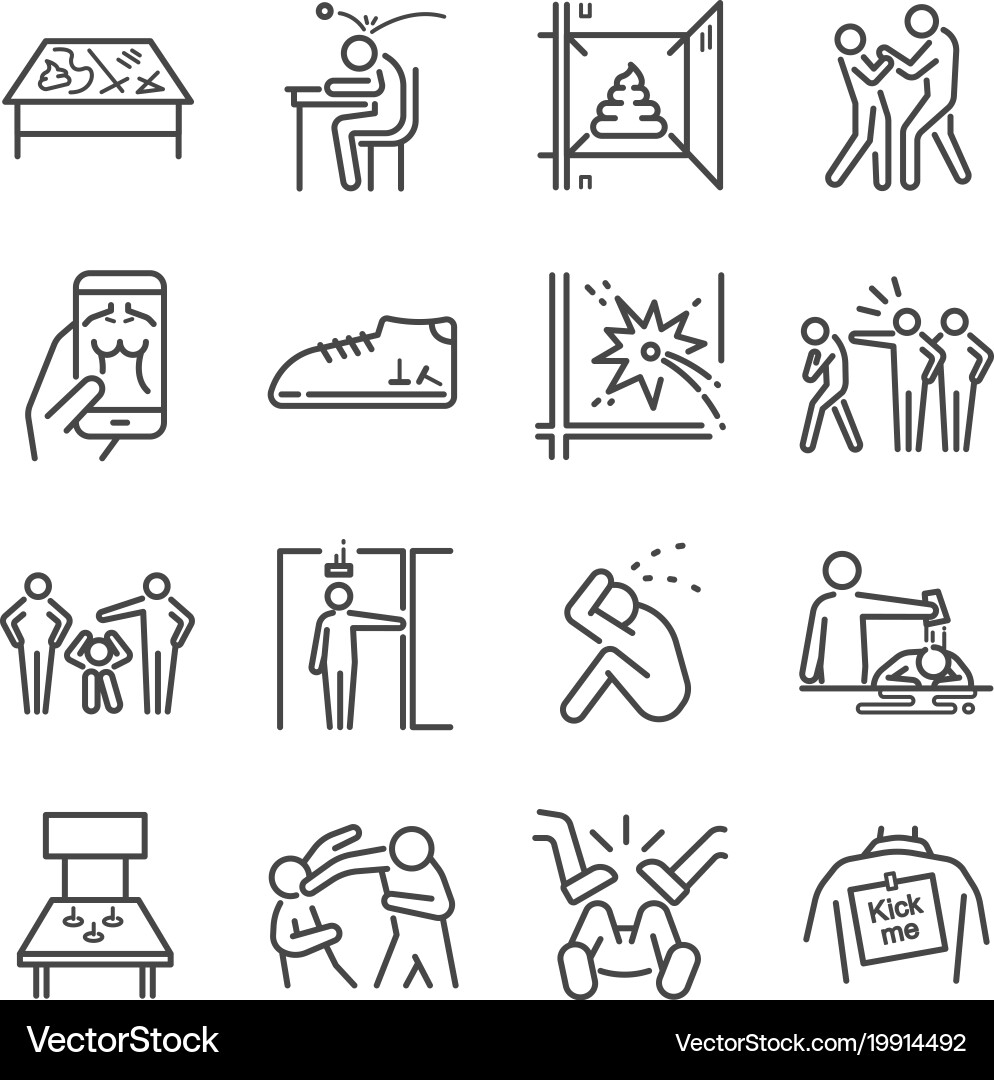 Bully line icon set Royalty Free Vector Image - VectorStock
