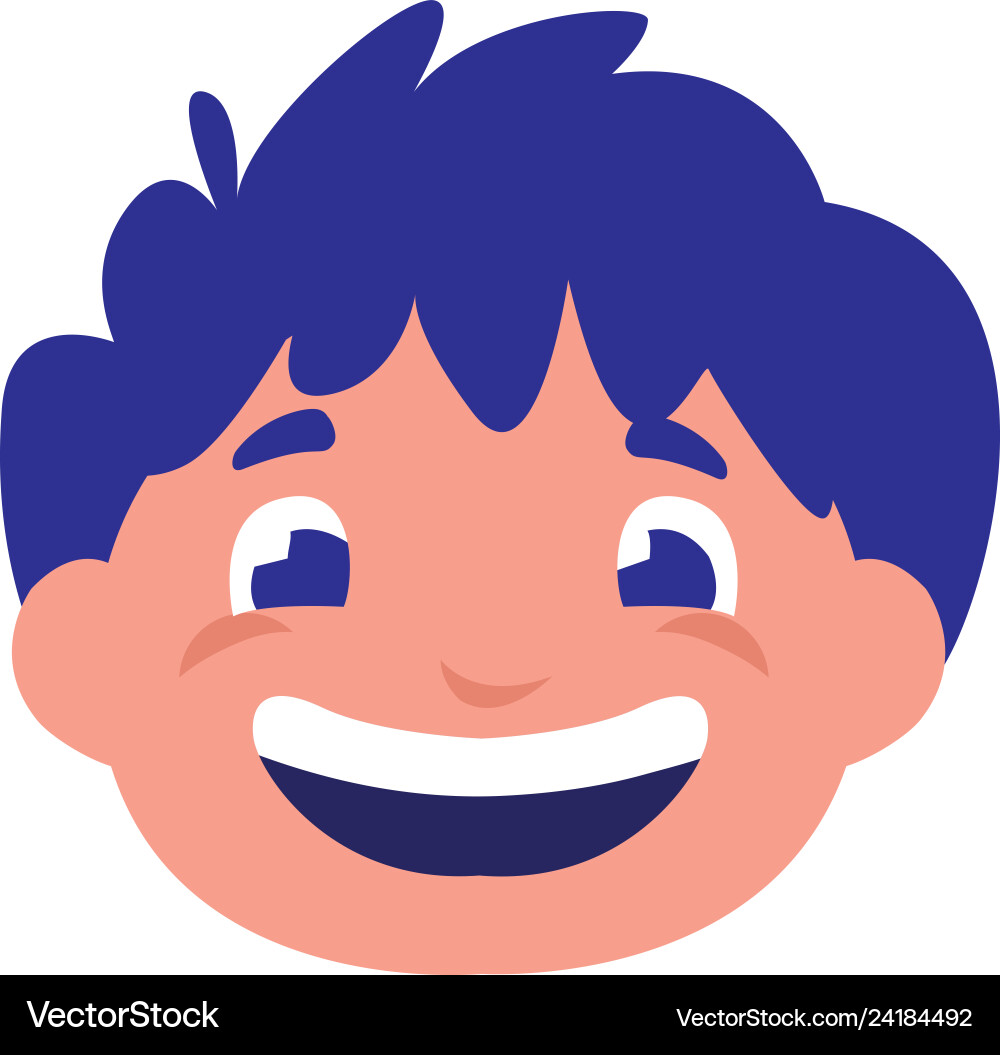 Cute little boy head character Royalty Free Vector Image