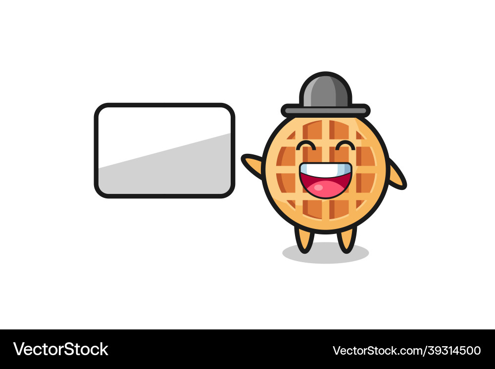 Circle waffle cartoon doing a presentation Vector Image