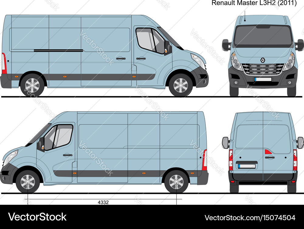 Renault master l3h2 cargo bus 2011 Royalty Free Vector Image