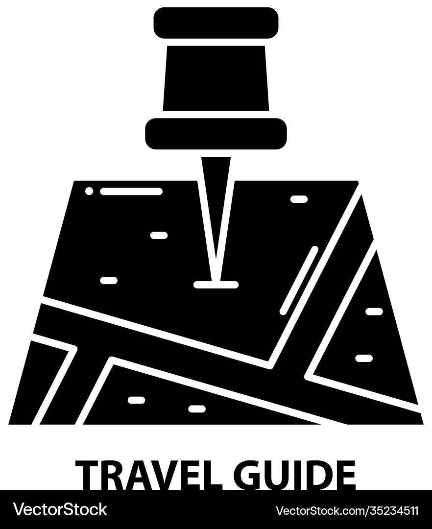 Travel guide icon black sign with editable Vector Image