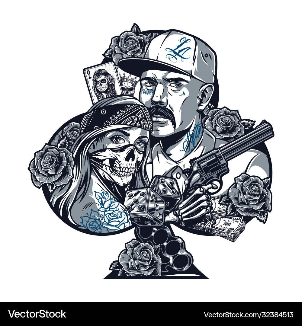 Vintage chicano tattoo concept Royalty Free Vector Image