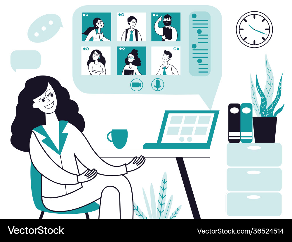 Online conference home office video work call Vector Image
