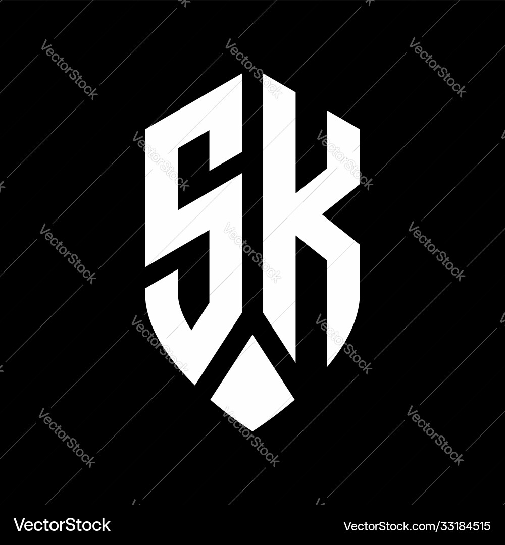 Sk logo monogram with emblem shield style design Vector Image