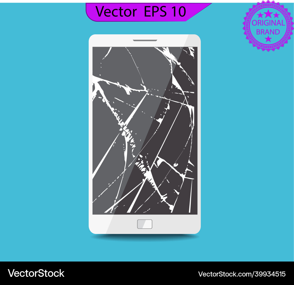 Smart phone with broken screen Royalty Free Vector Image