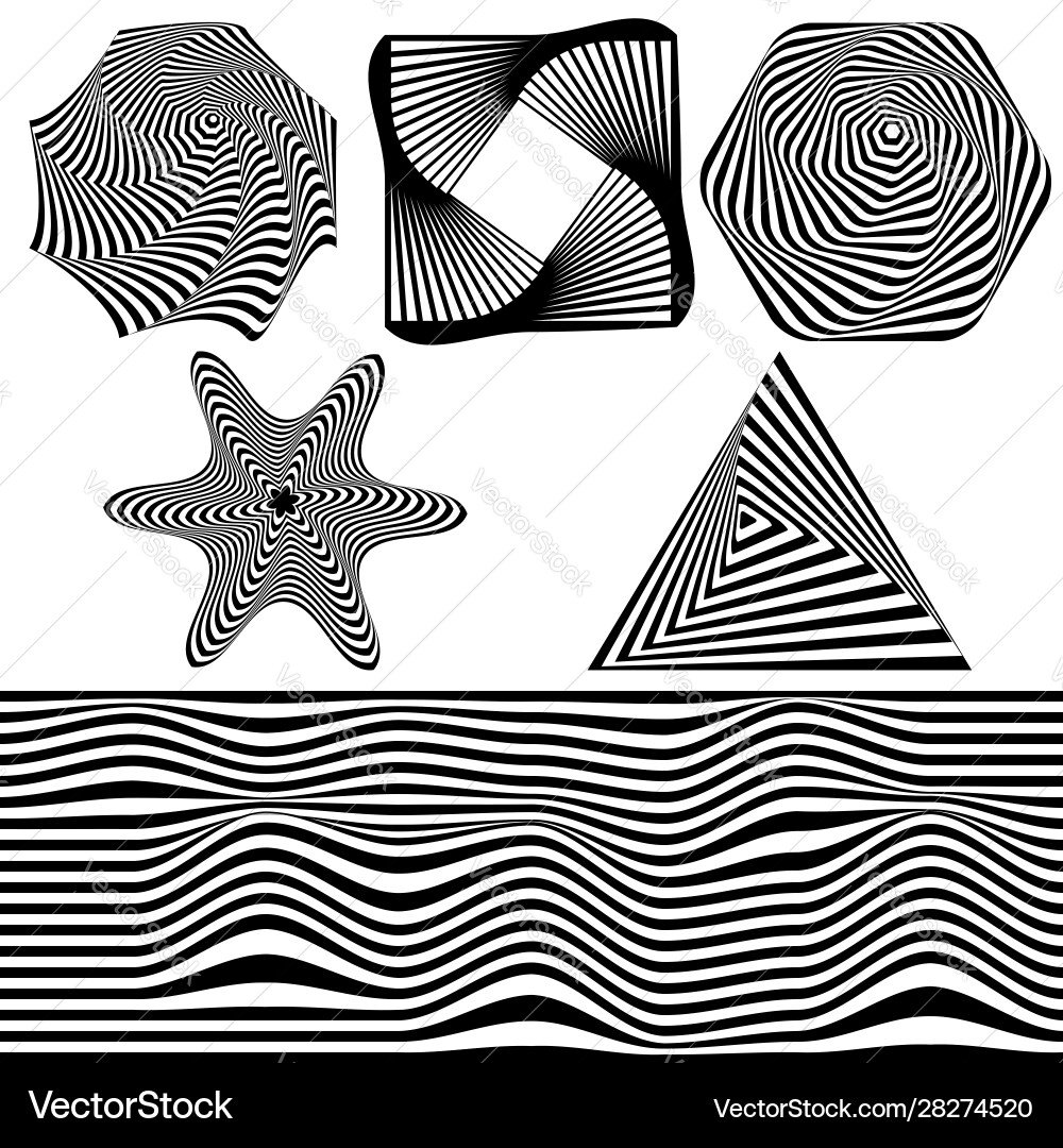 Set abstract optical art elements for concept Vector Image