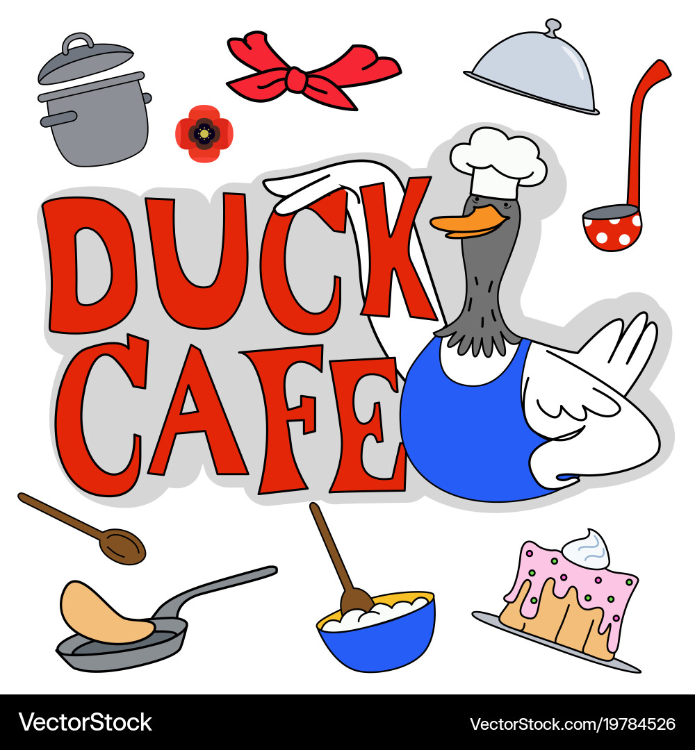 Duck cafe set Royalty Free Vector Image - VectorStock