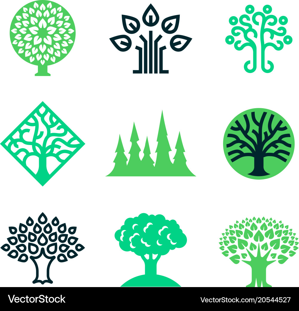Green nature tree logo eco education Royalty Free Vector