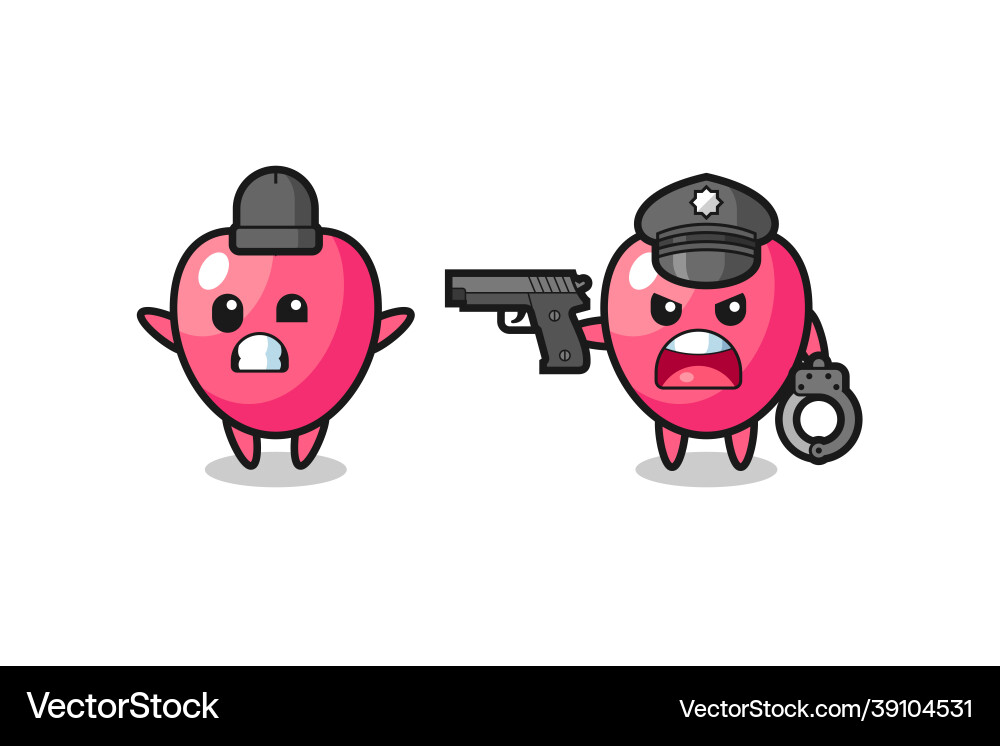 Heart symbol robber with hands up pose caught Vector Image