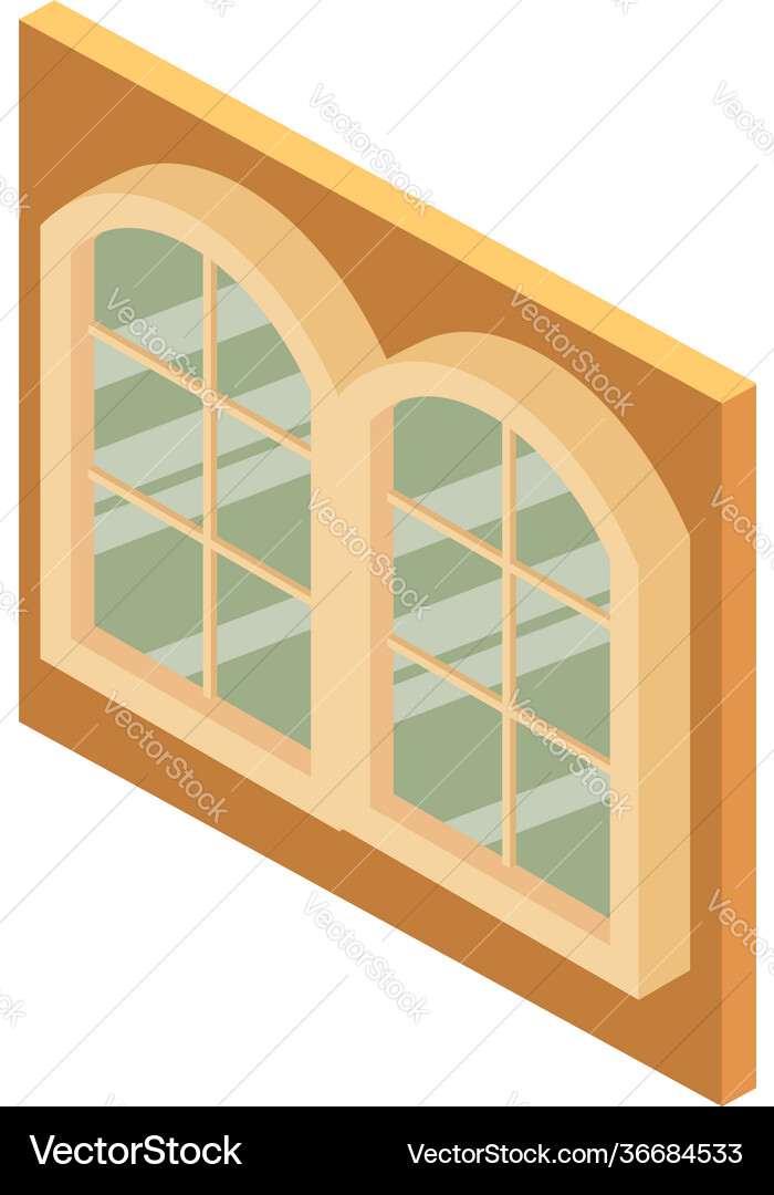 Castle window icon isometric style Royalty Free Vector Image