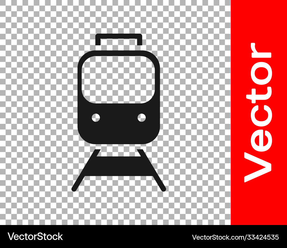 Black train and railway icon isolated Royalty Free Vector