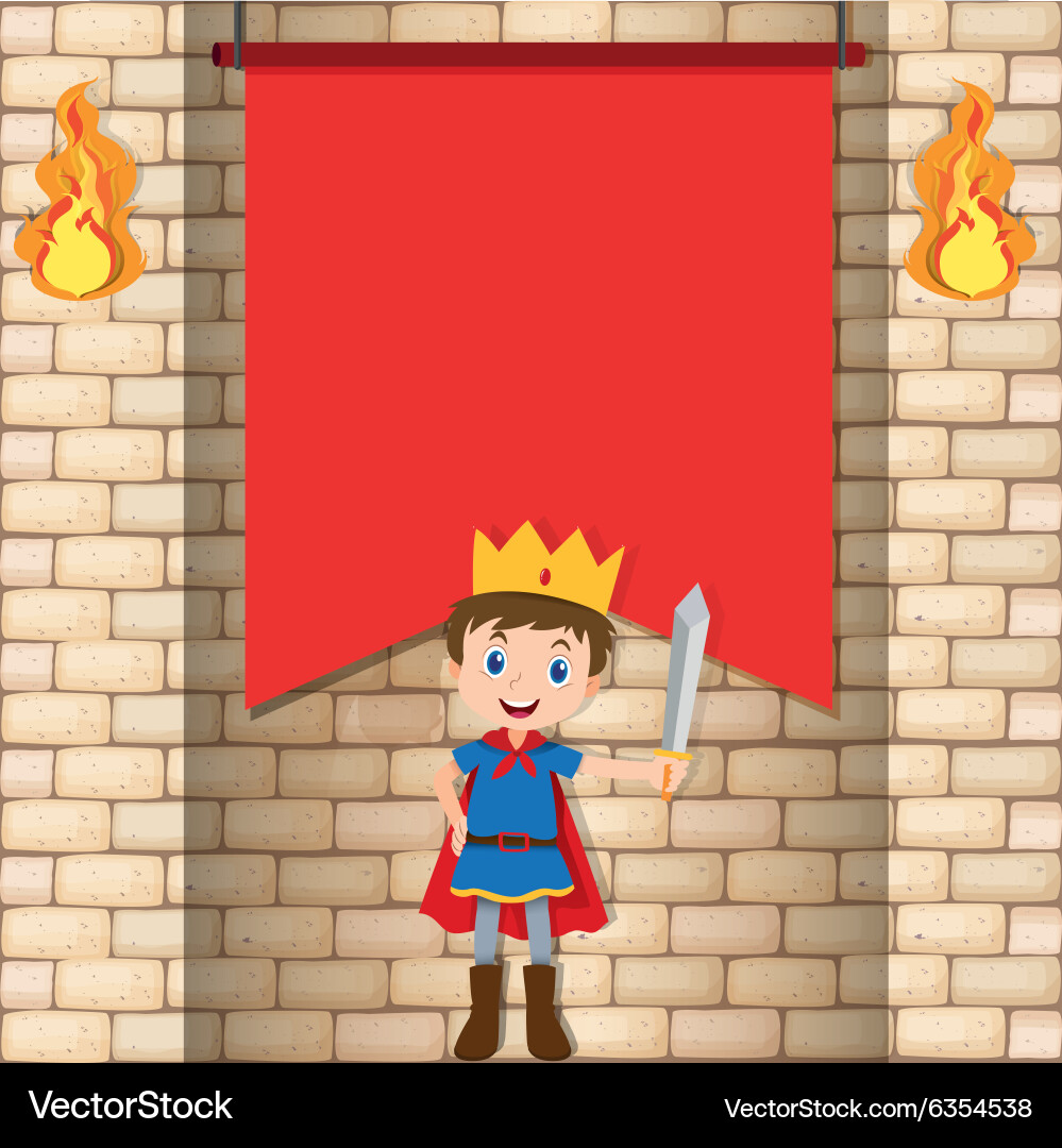 Prince and red banner Royalty Free Vector Image
