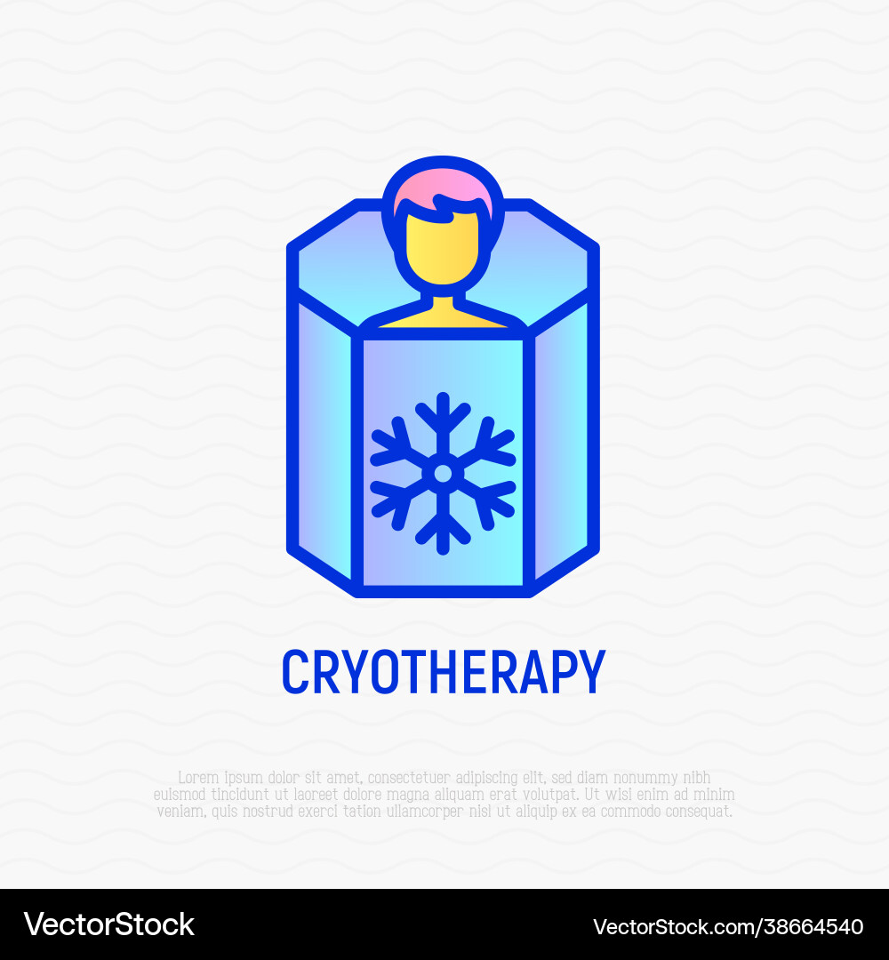 Cryotherapy thin line icon man in cryo capsule Vector Image