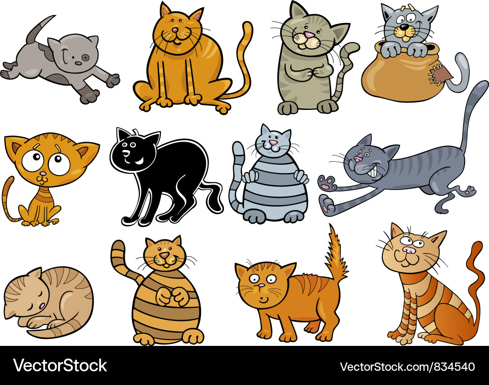 Funny cats set Royalty Free Vector Image - VectorStock