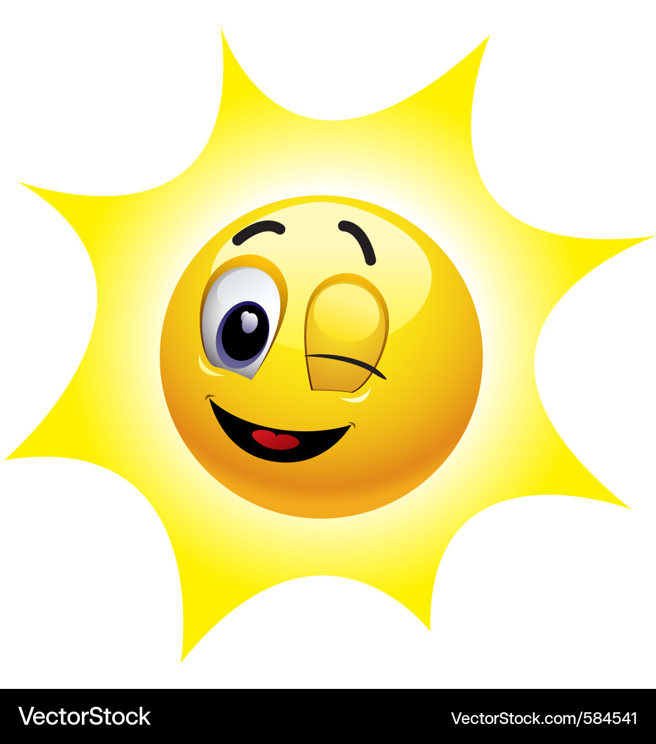Smiley sun character Royalty Free Vector Image