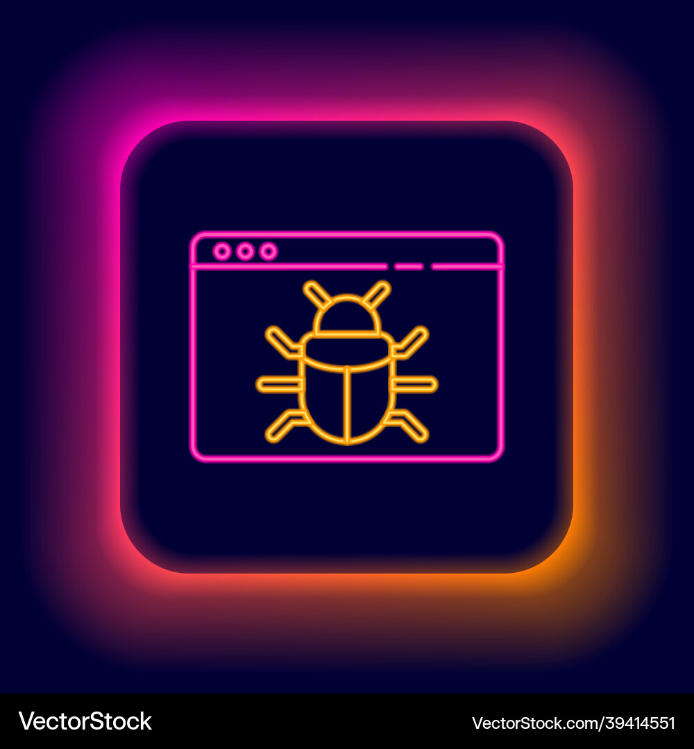 Glowing neon line system bug concept icon isolated