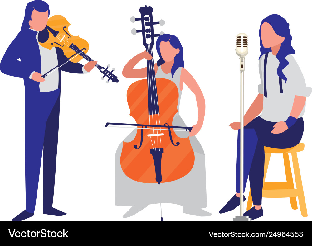 Singer and musicians band characters Royalty Free Vector