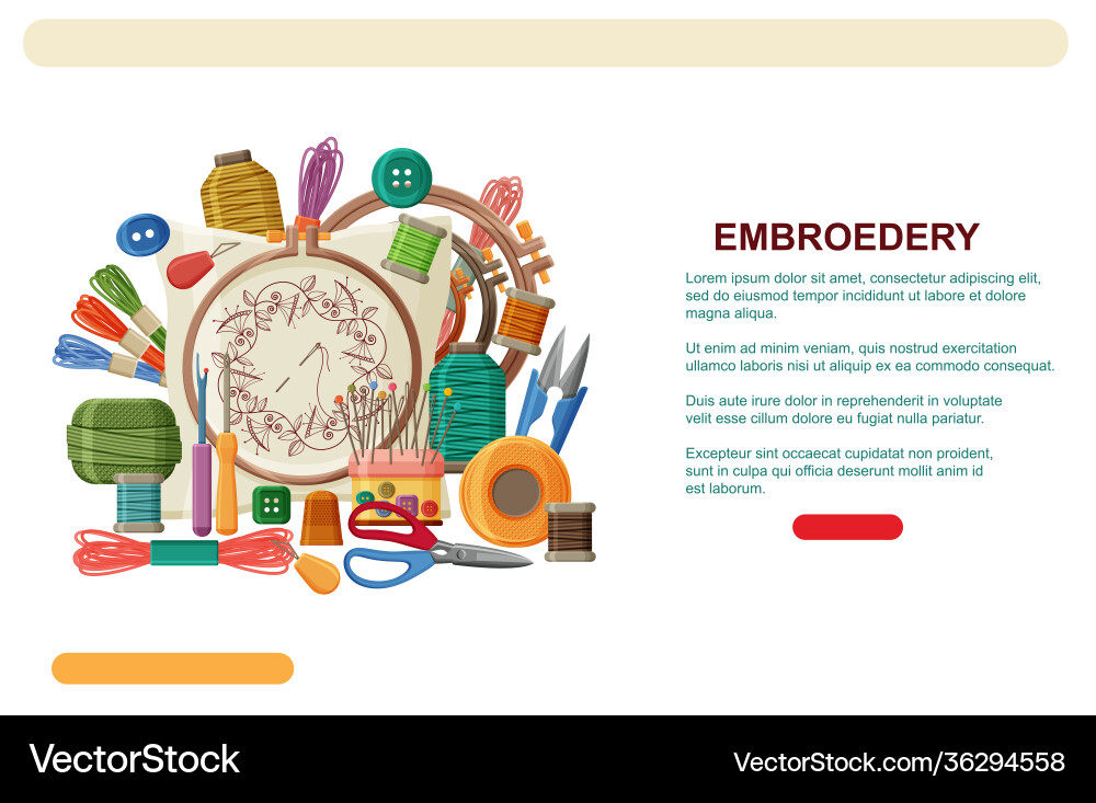 Embroidery hoops threads and needles Royalty Free Vector