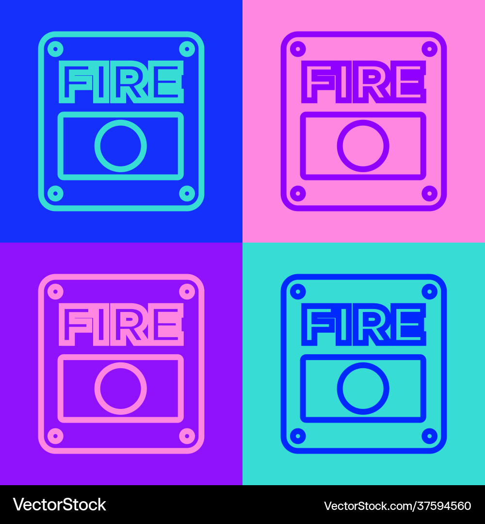 Pop art line fire alarm system icon isolated Vector Image