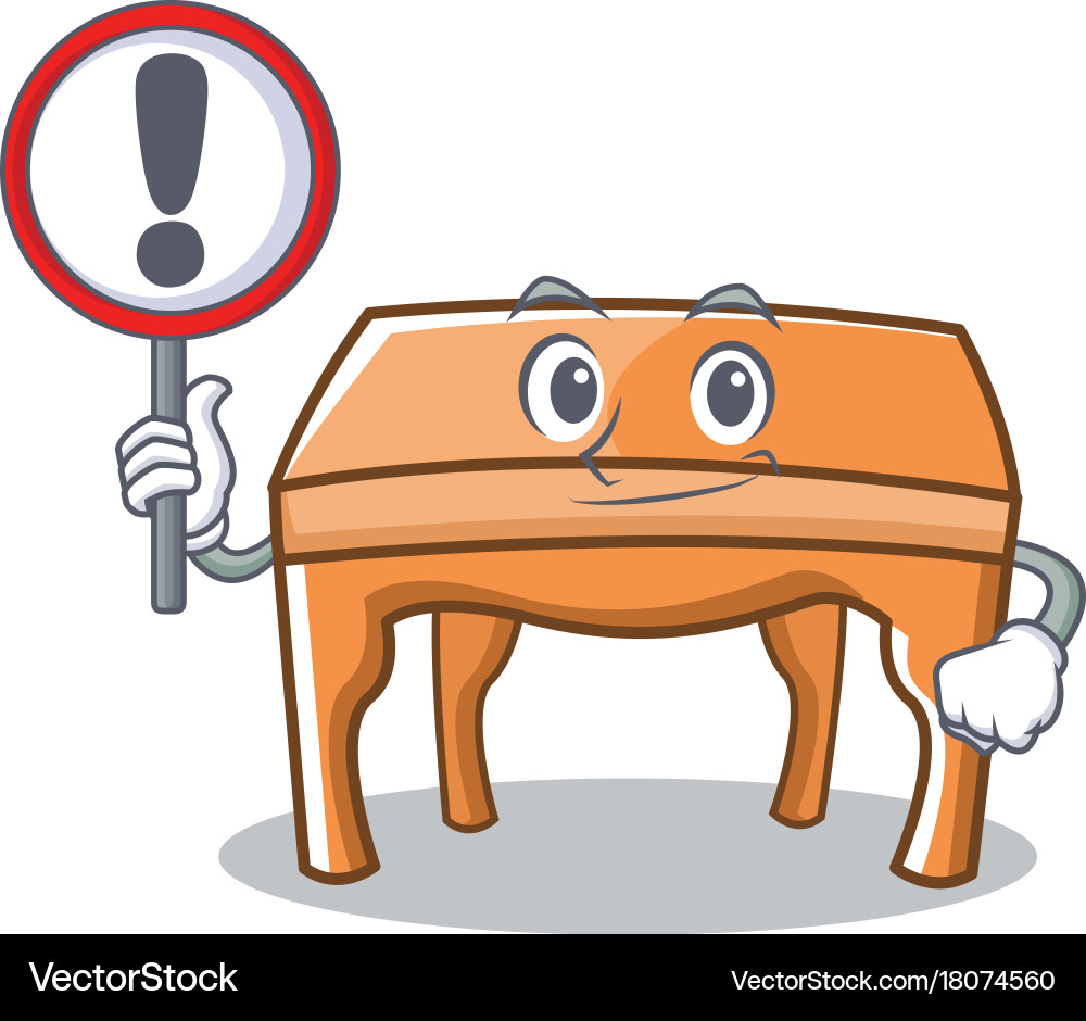 With sign table character cartoon style Royalty Free Vector