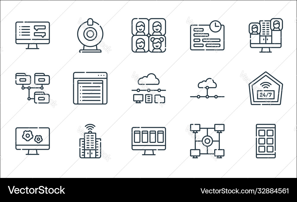 Telecommuting line icons linear set quality line Vector Image