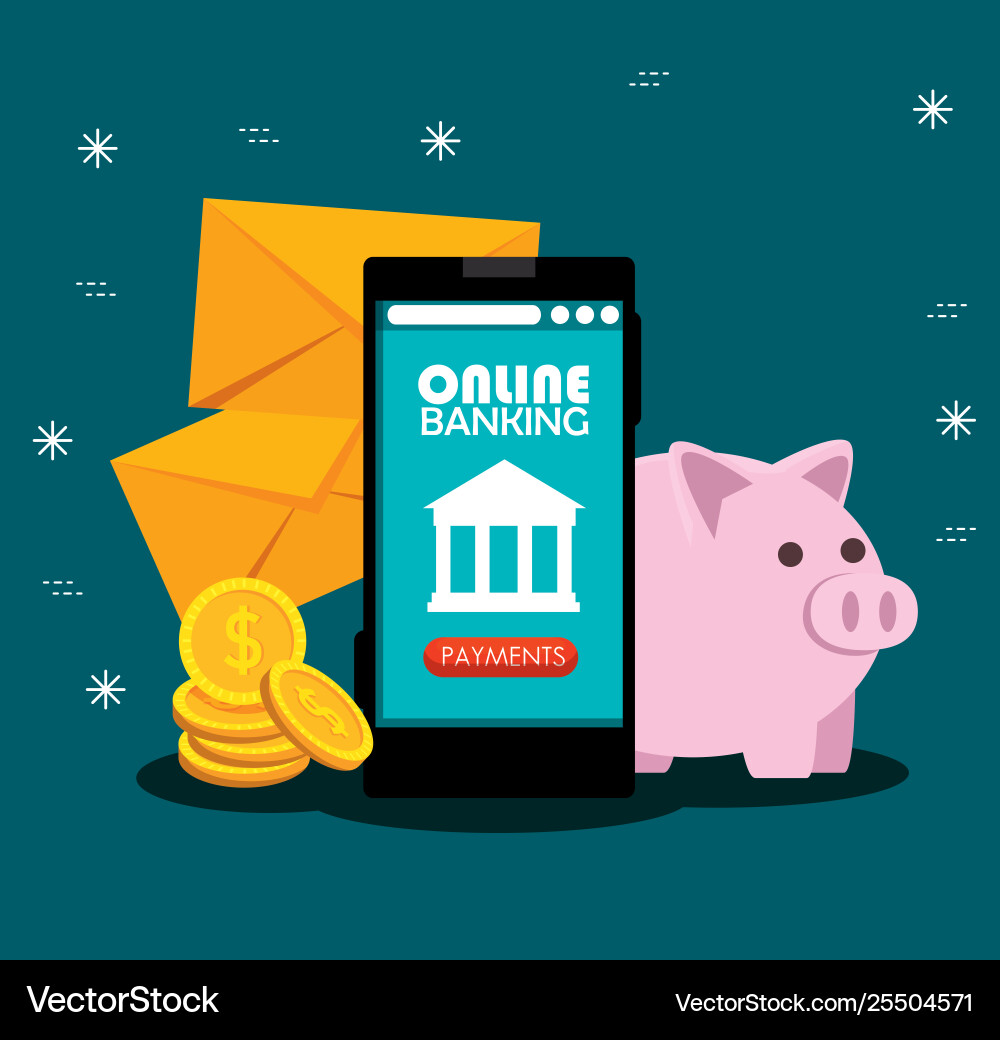 Electronic smartphone with online banking Vector Image