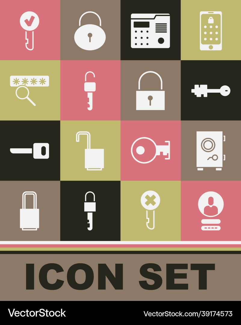 Set create account screen safe old key house Vector Image