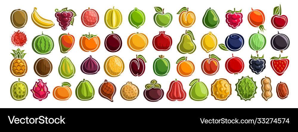 Set fresh fruits Royalty Free Vector Image - VectorStock