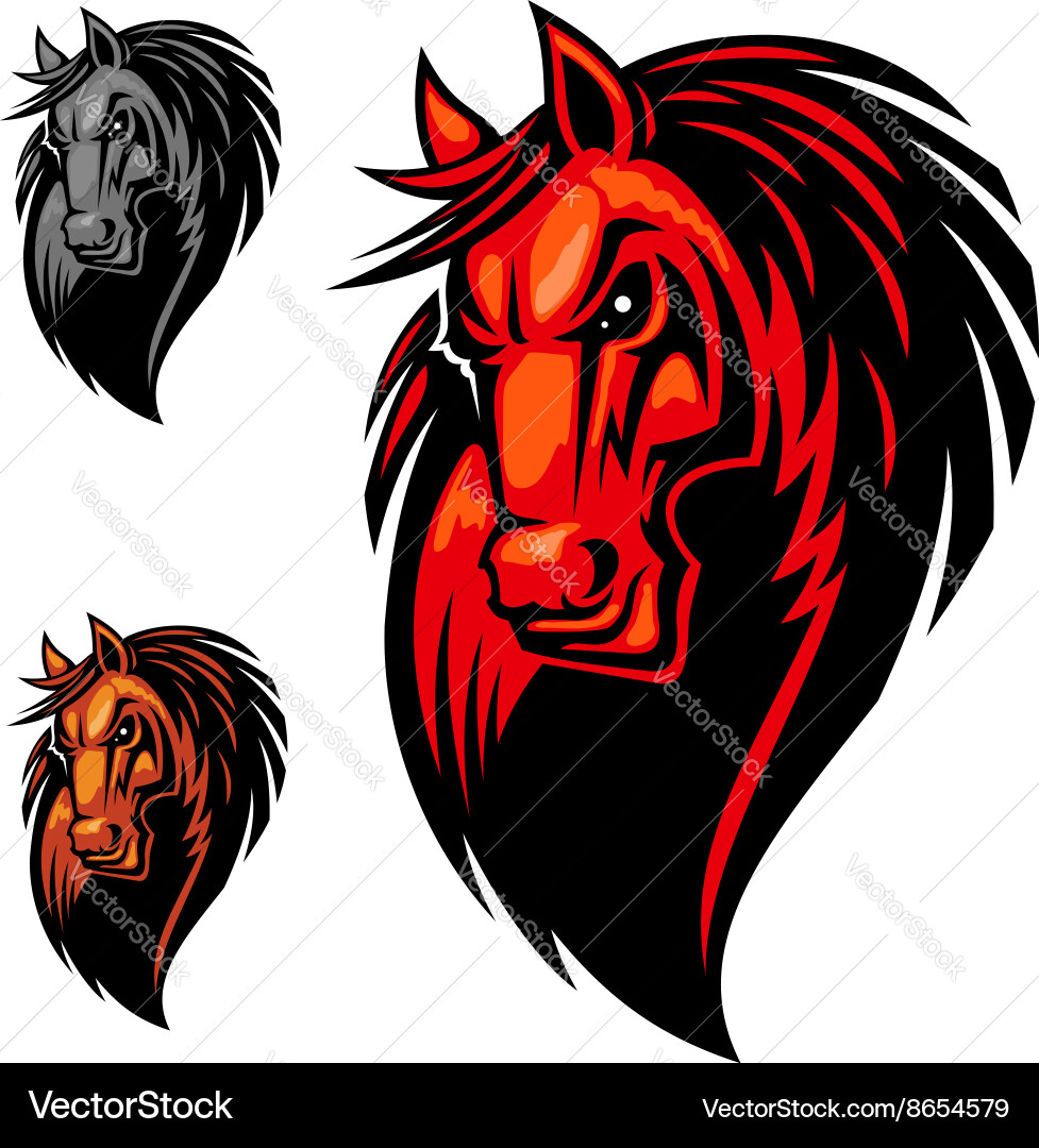 Wild angry horse head mascot Royalty Free Vector Image