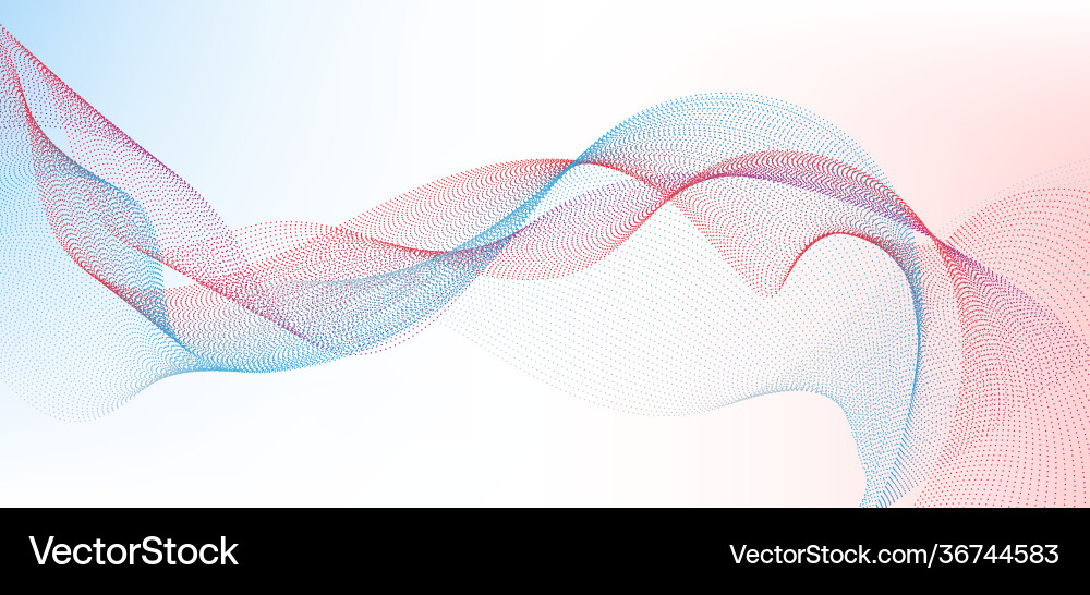 Abstract blue and red wavy dots particles lines Vector Image