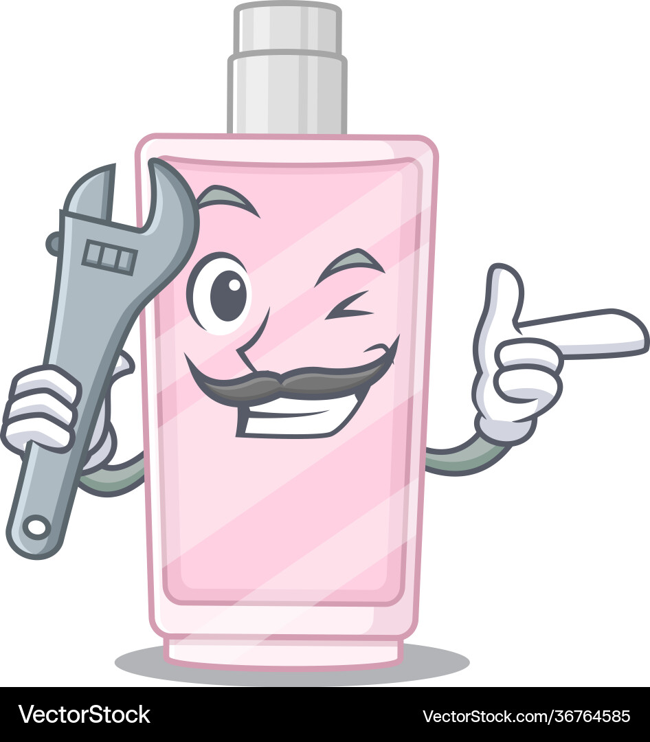 A caricature design perfume working as mechanic Vector Image