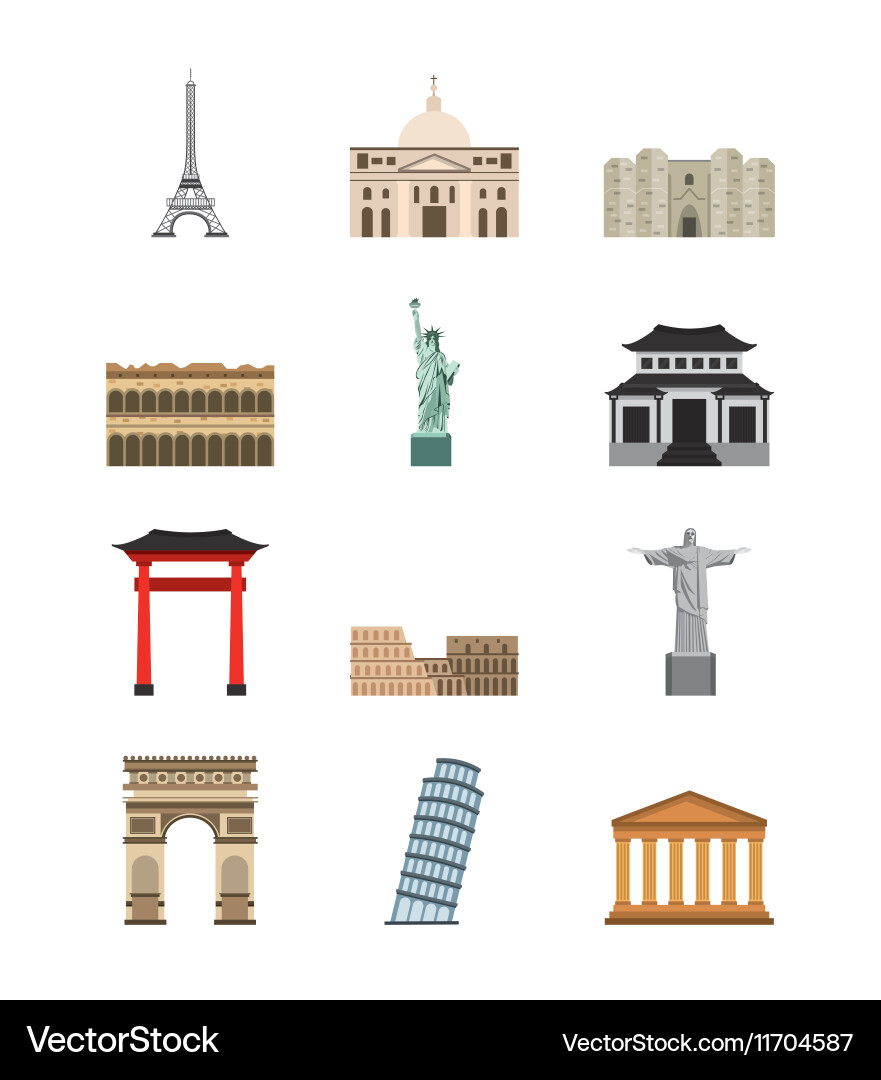 World cities icons Royalty Free Vector Image - VectorStock