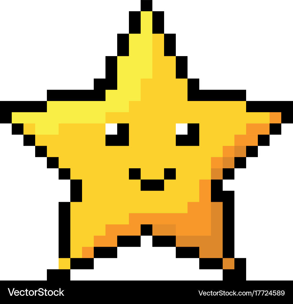 Pixelated star kawaii icon Royalty Free Vector Image