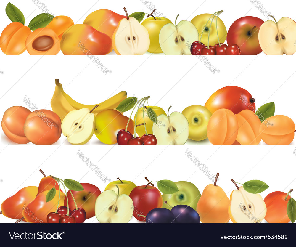 Three fruit design borders Royalty Free Vector Image