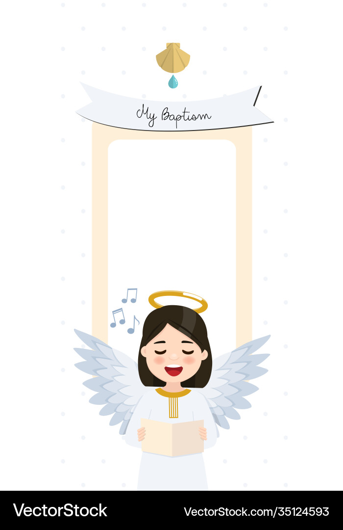 Angel singing baptism vertical invitation Vector Image
