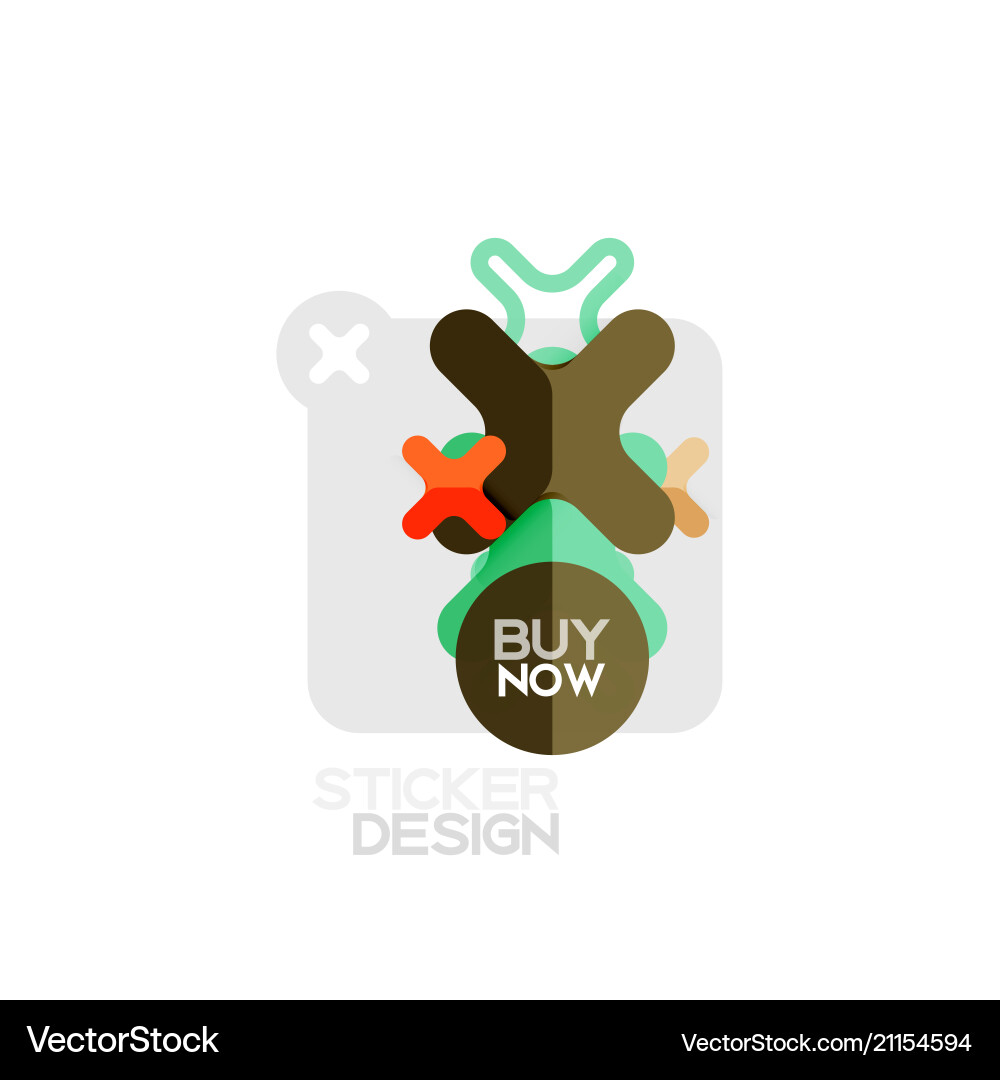 Flat design cross shape geometric sticker icon Vector Image