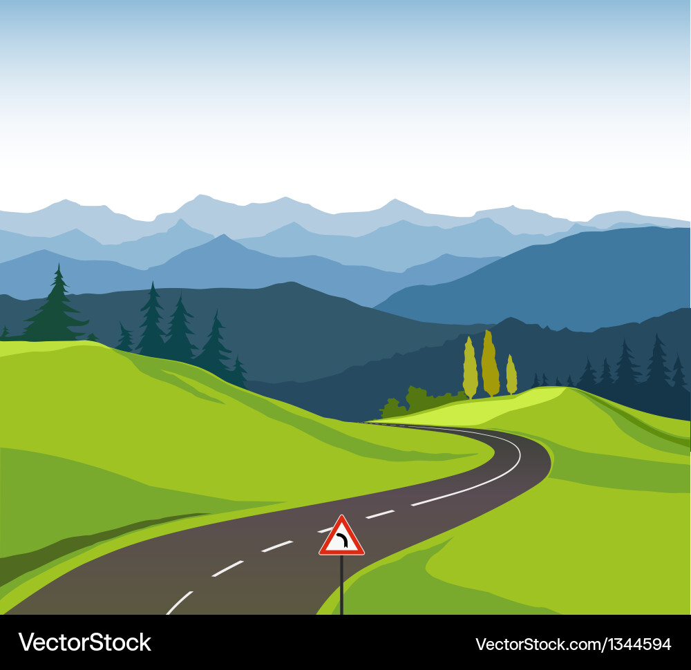 Road and landscape Royalty Free Vector Image - VectorStock