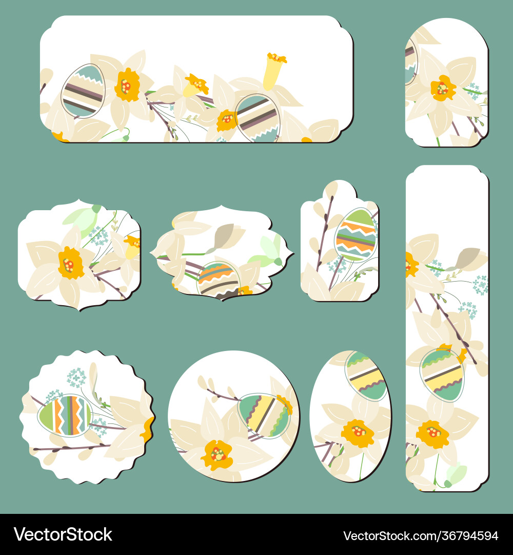 Set with different floral cards with spring Vector Image