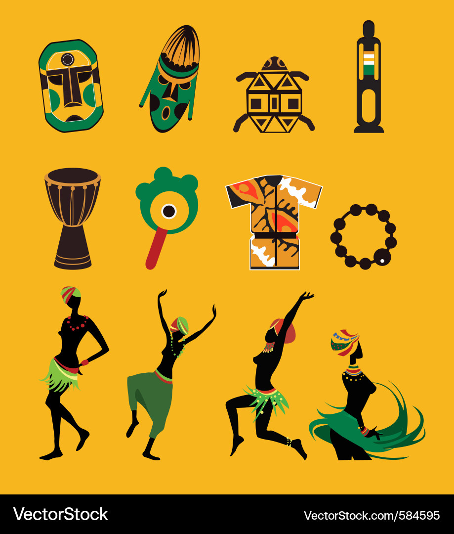 African icons Royalty Free Vector Image - VectorStock