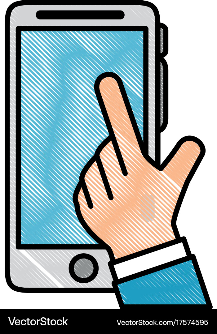 Hand user with smartphone isolated icon Royalty Free Vector