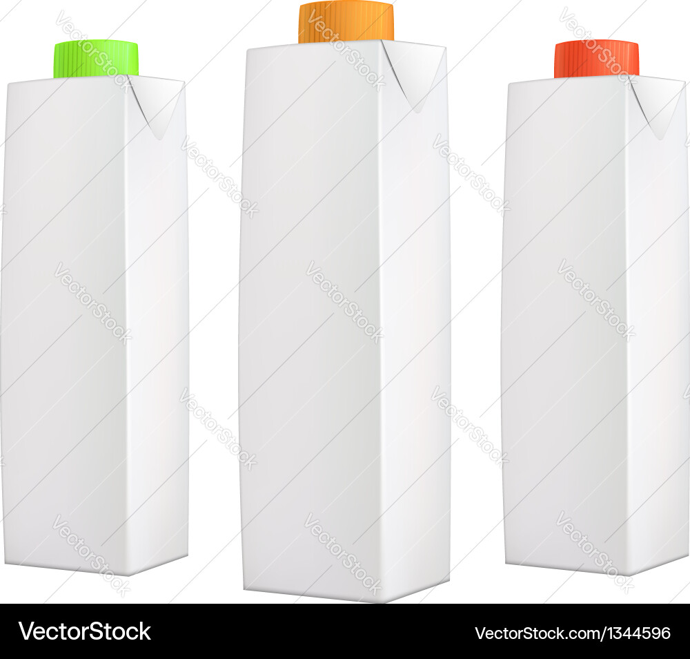 Juice packs with color lids Royalty Free Vector Image