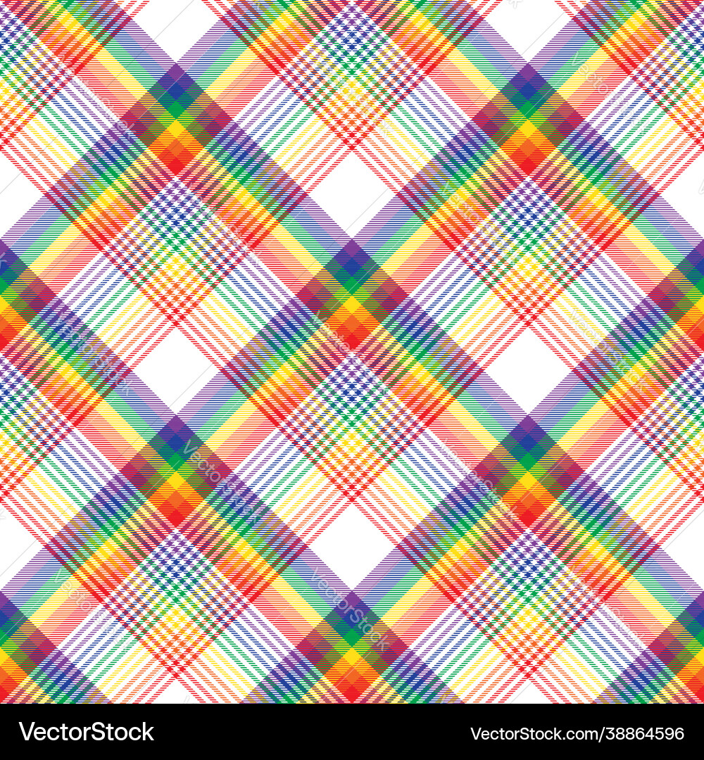 Rainbow chevron plaid tartan textured seamless Vector Image