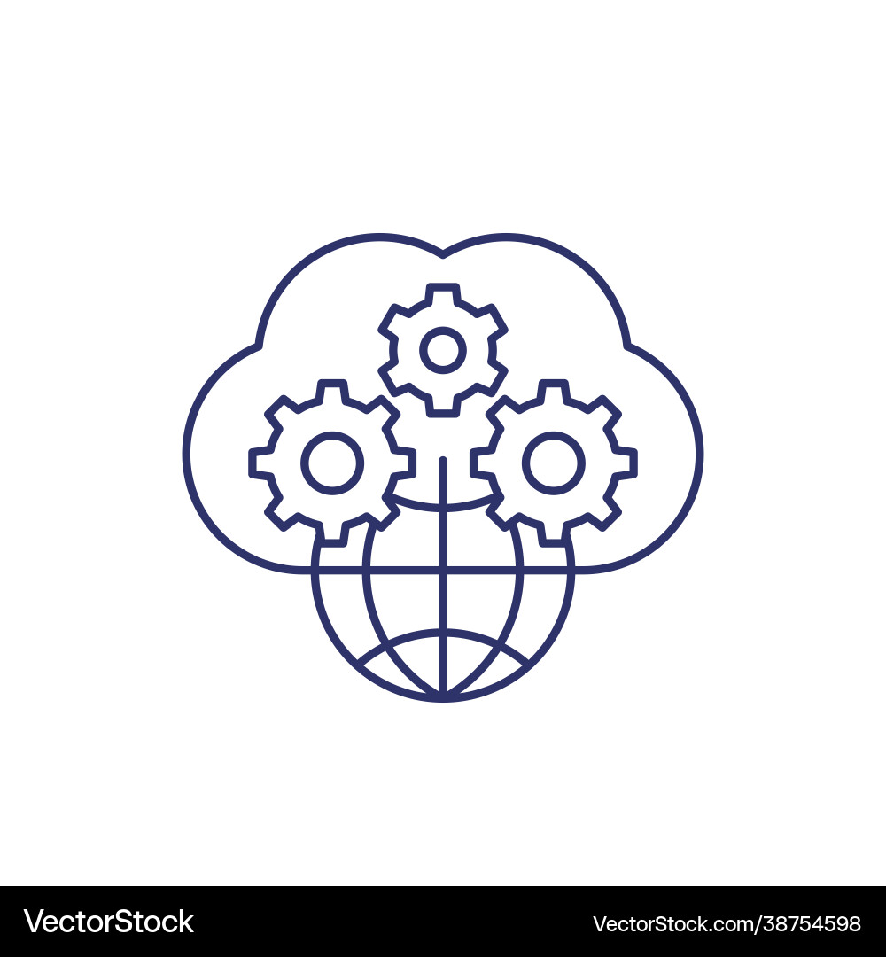 Cloud and network line icon Royalty Free Vector Image