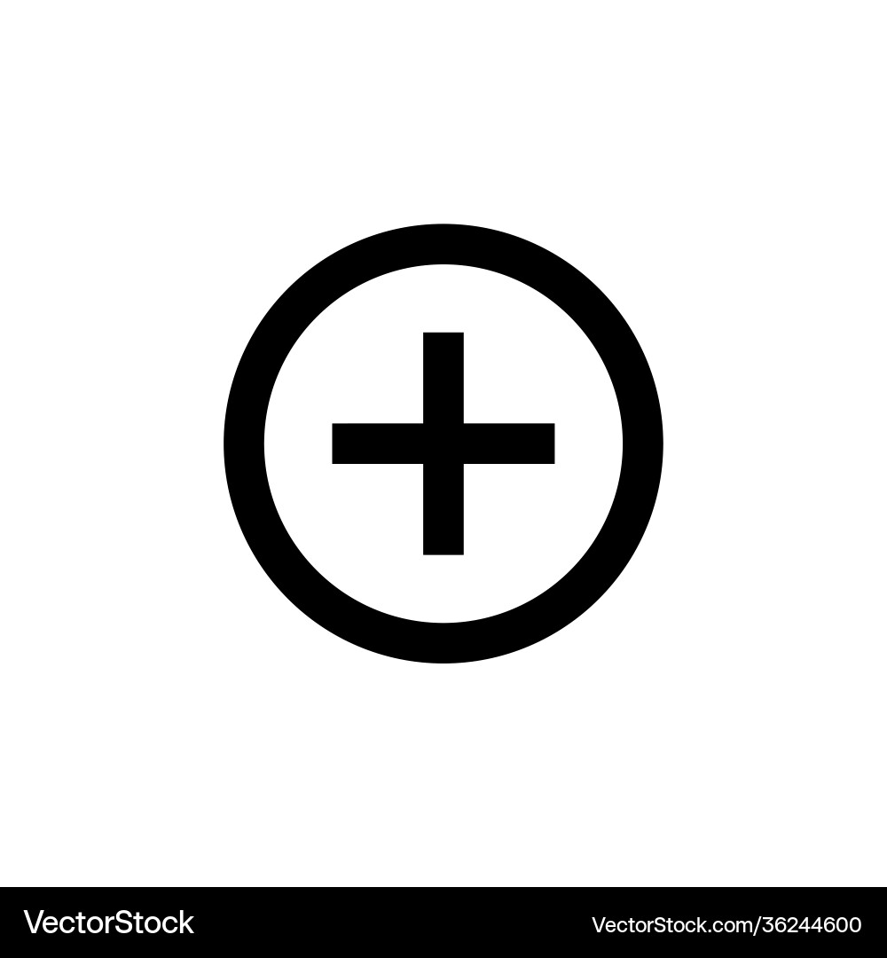 Circle line icon with add symbol editable stroke Vector Image