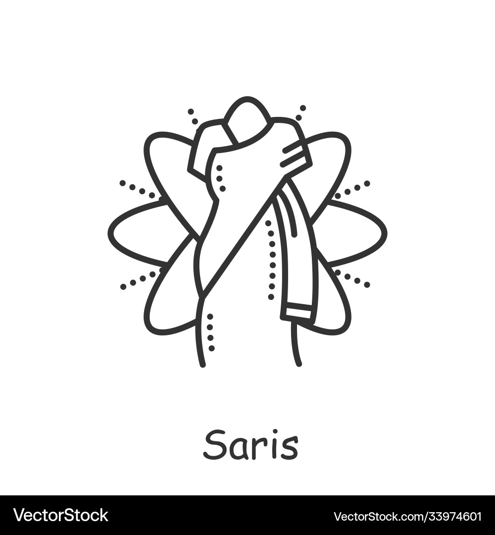 Sari line icon editable Royalty Free Vector Image