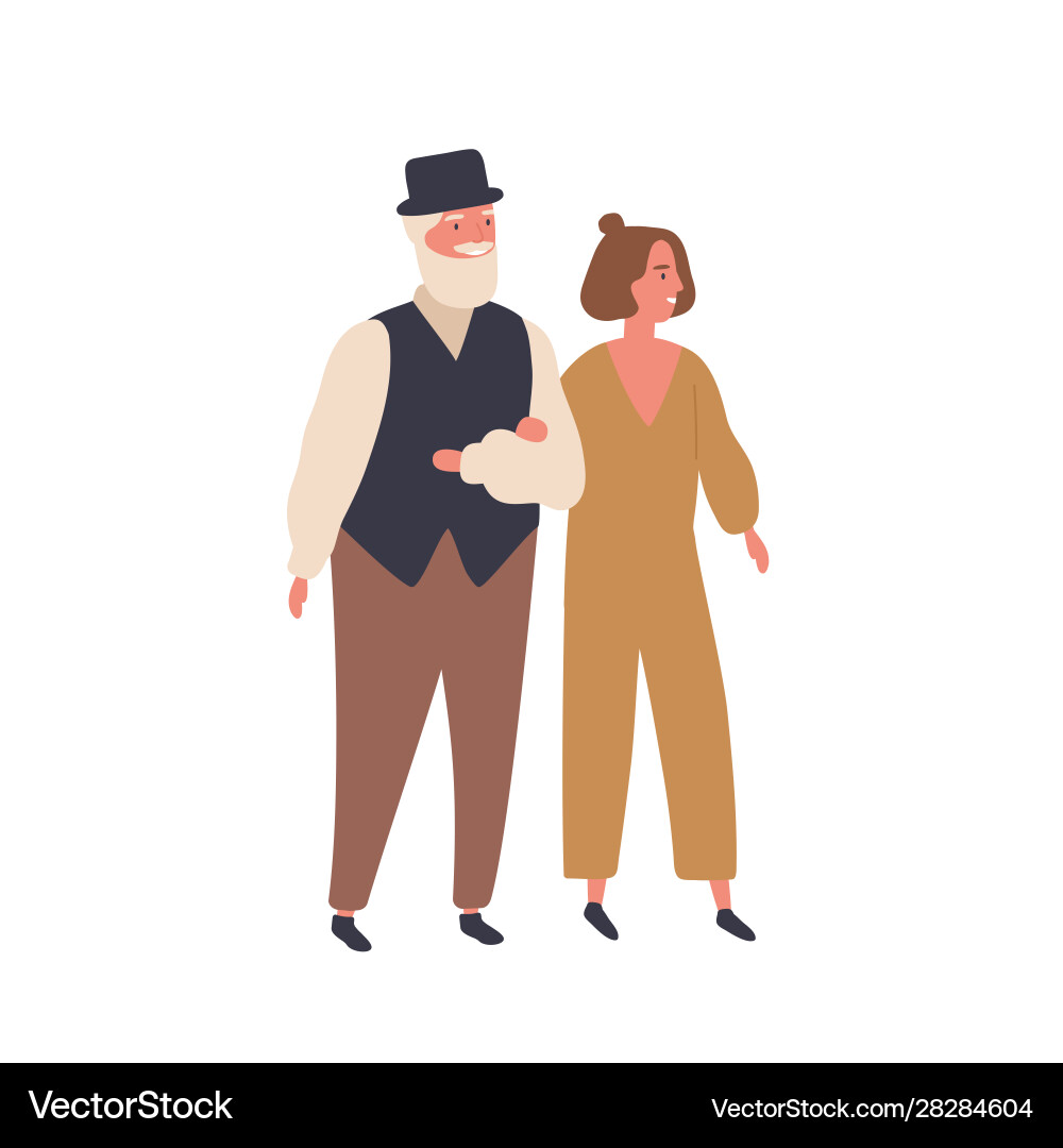 Couple with a big age difference flat Royalty Free Vector