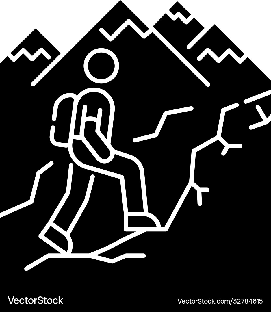 Trekking black glyph icon Royalty Free Vector Image